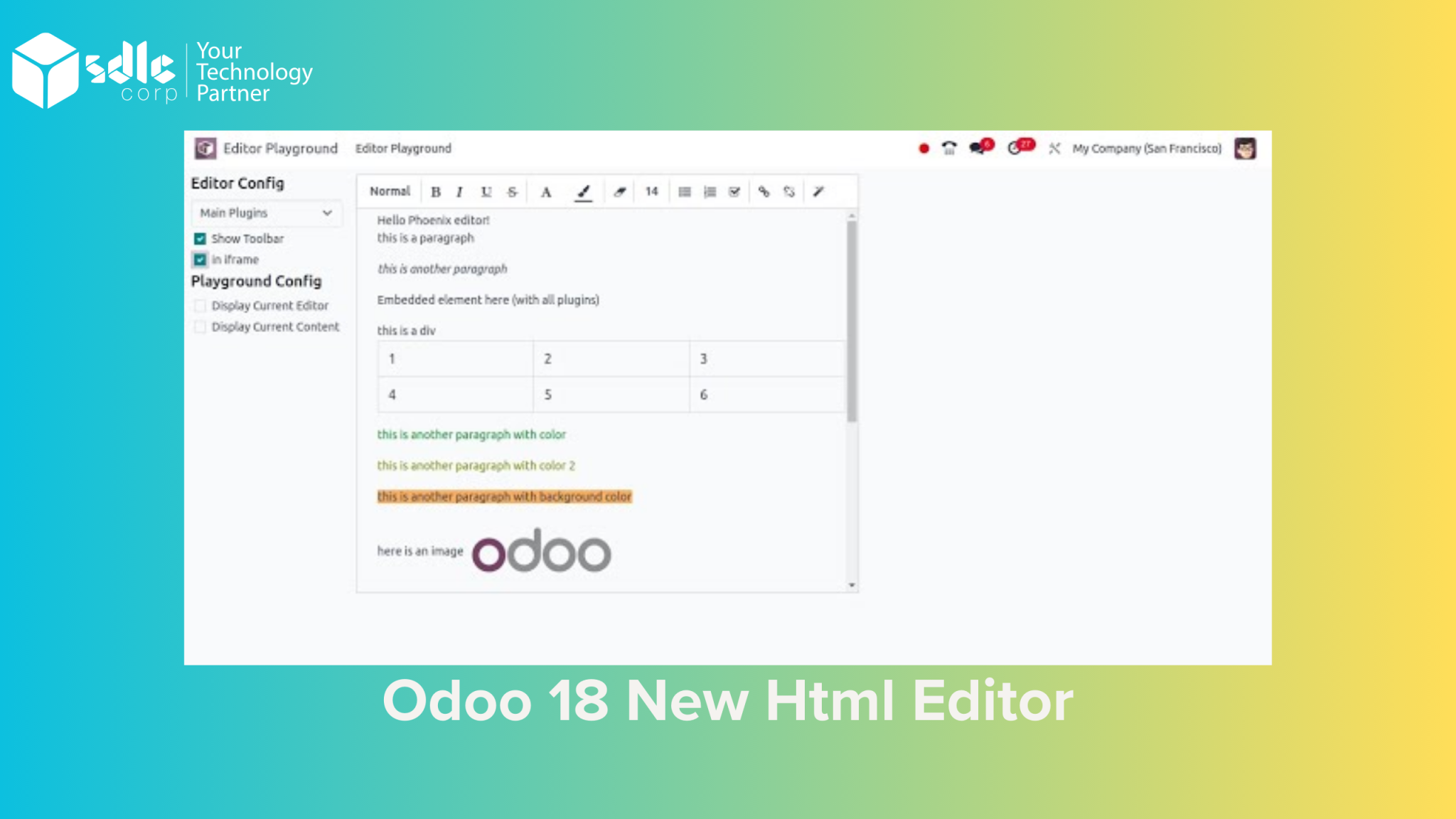 Odoo 18 New Html Editor - SDLC Corp