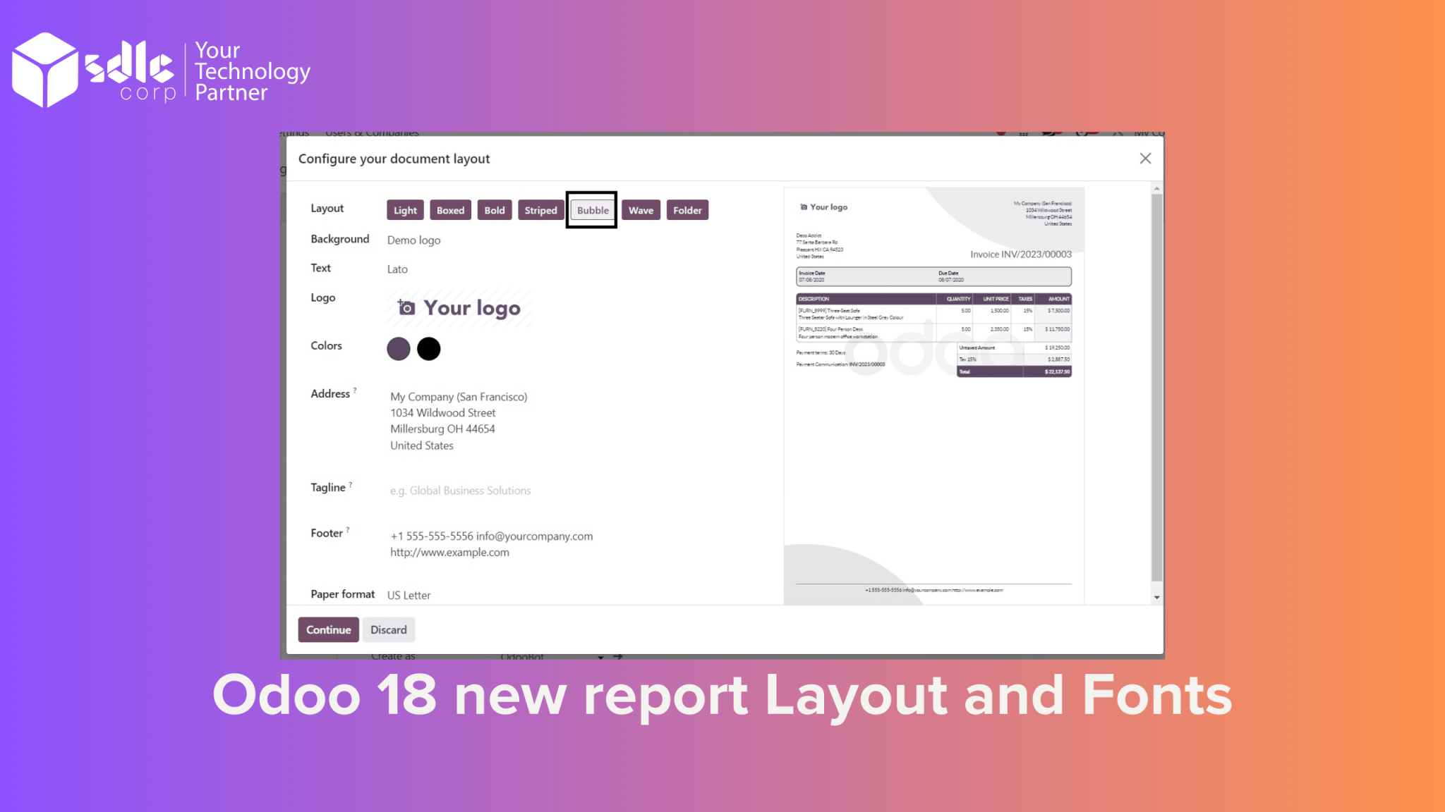 Odoo 18 new report layouts and fonts - SDLC Corp