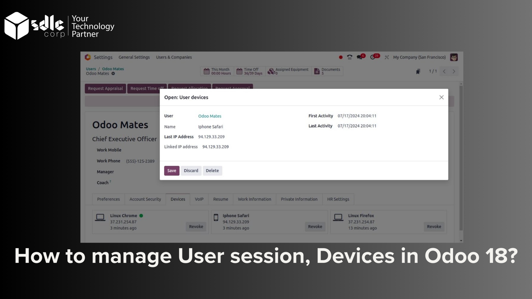 How to manage user session ,Devices in Odoo 18 - SDLC Corp